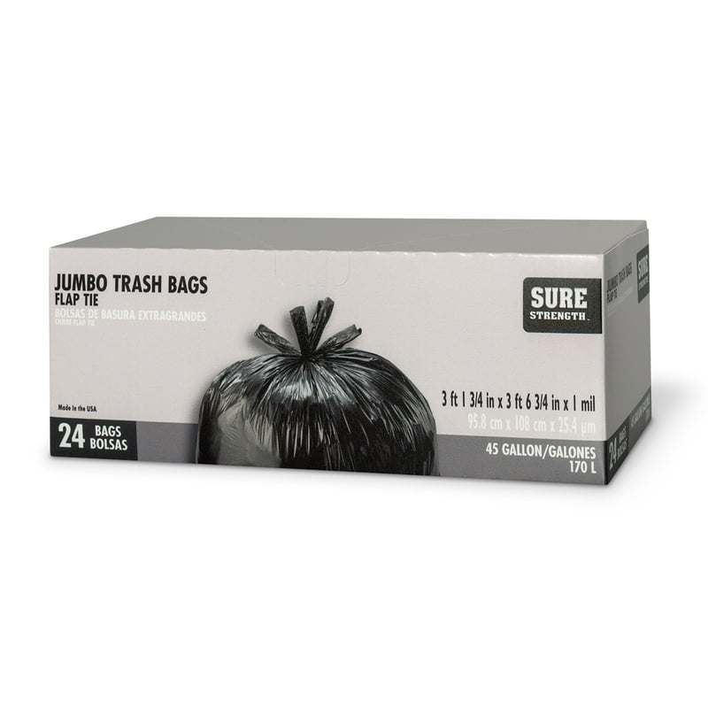Sure Strength 45 gal. Trash Bags Flap Tie 24 pk - Walmart.com - Walmart.com