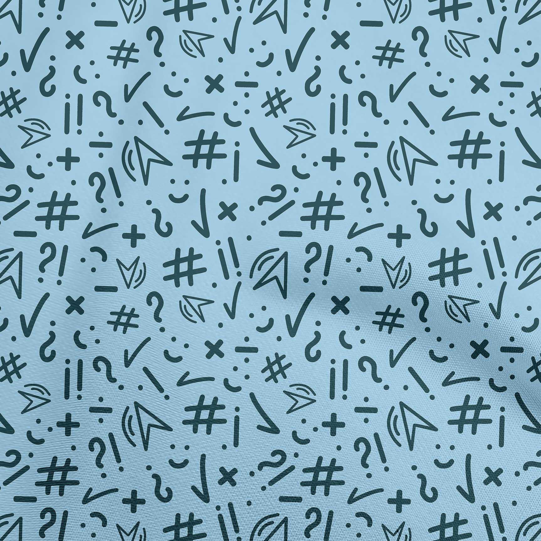 oneOone Silk Tabby Baby Blue Fabric Numerical Symbols Quilting Supplies ...