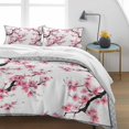 4 Piece Duvet Cover Set Twin, Spring Pink Cherry Flower Soft Breathable ...