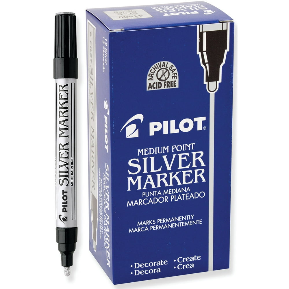 Pilot Metallic Permanent Marker, Medium, Silver - Walmart.com - Walmart.com
