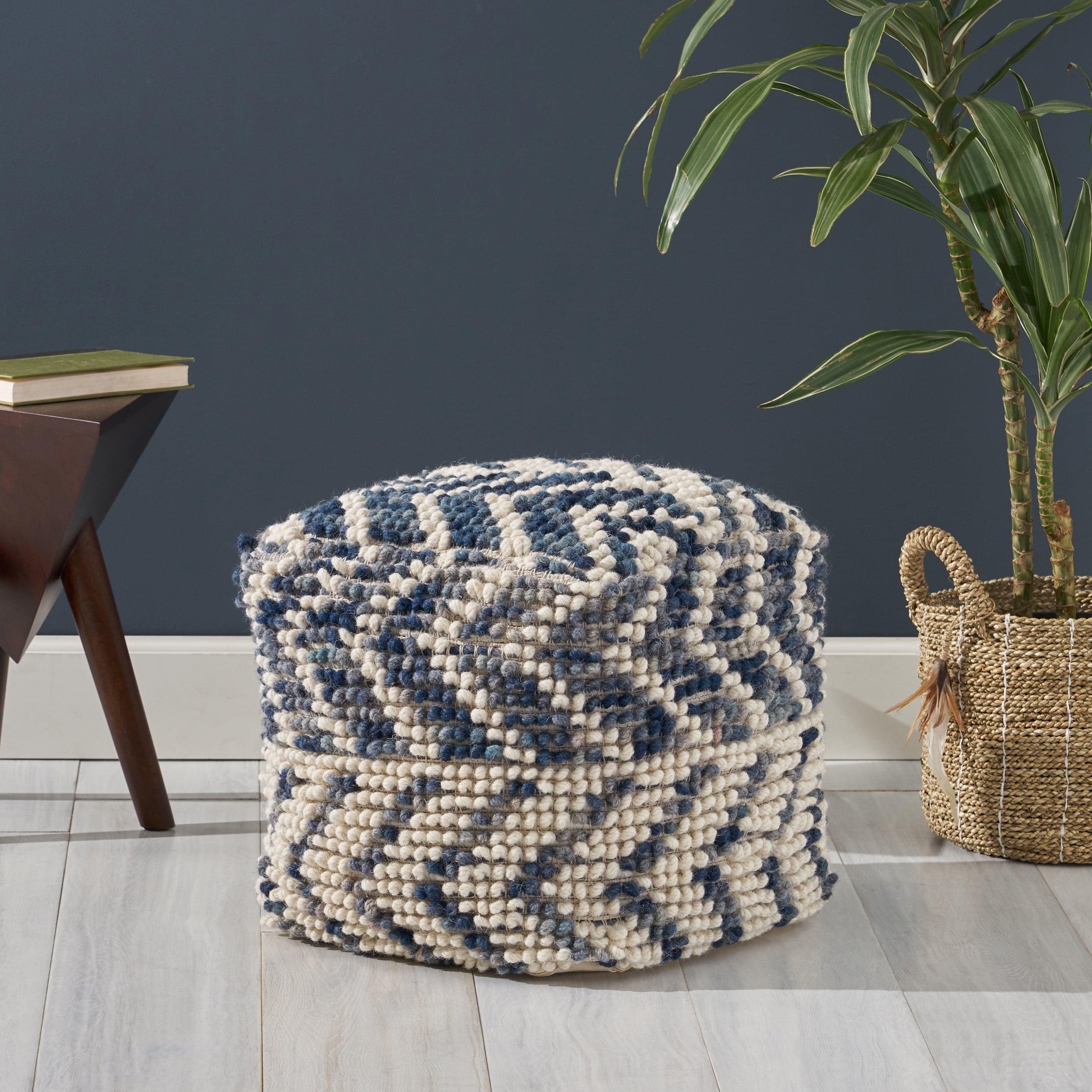 Noble House Cube Chevron Tufted Wool Pouf - Walmart.com