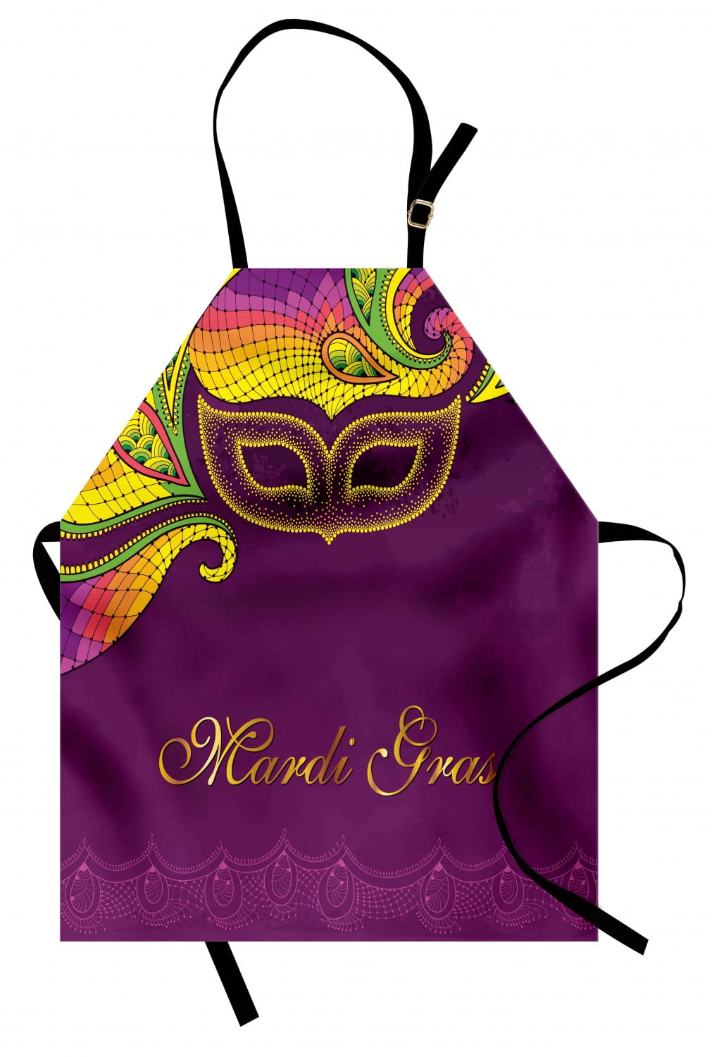 Mardi Gras Apron Colorful Lace Style Corner Ornaments Calligraphy and ...