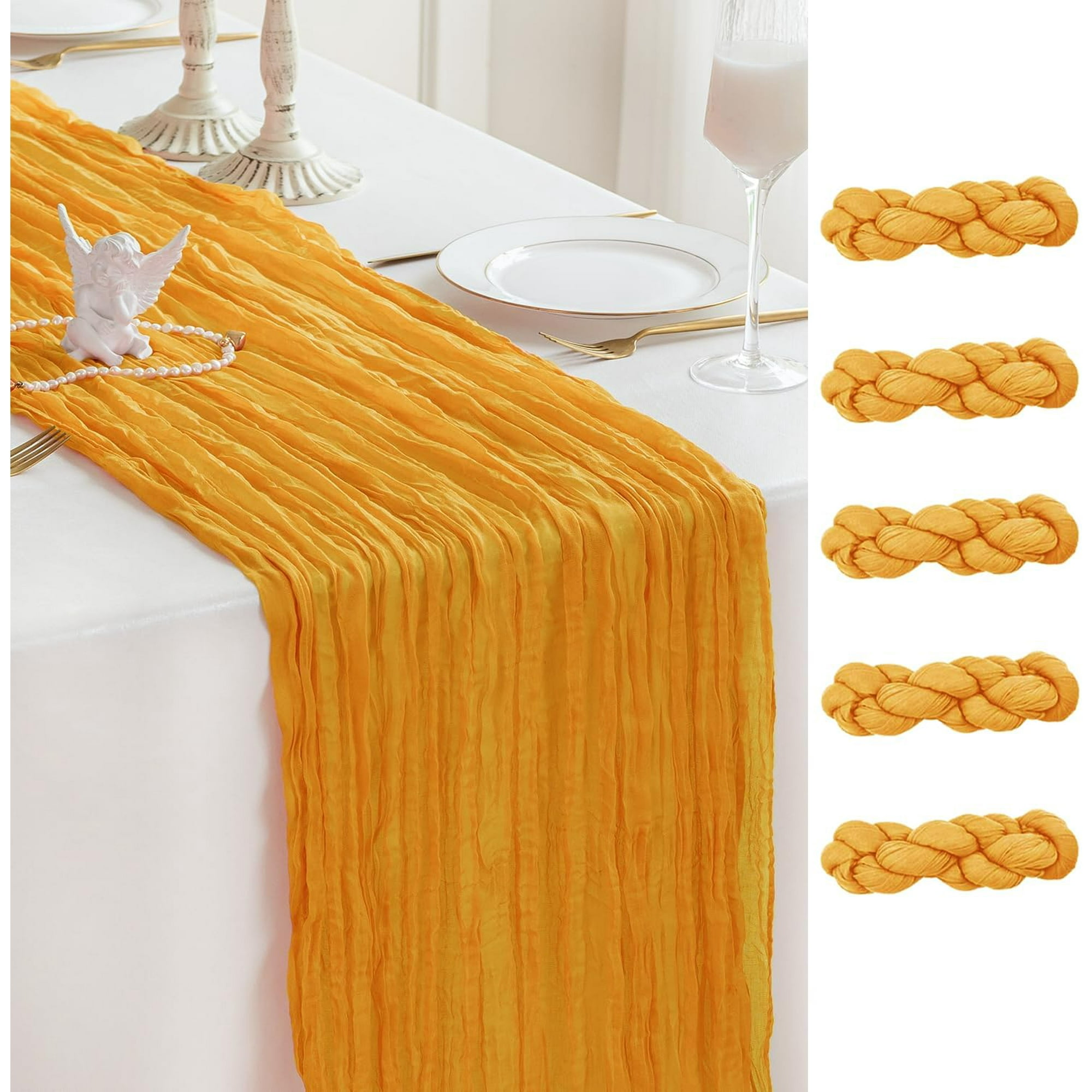 Click here for Unbranded 5 Pack Peach Coral Cheesecloth Table Run... prices