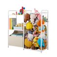 2 Tier Bookshelf with Storage Bin, Toy Organizer for Stuffed Animals ...
