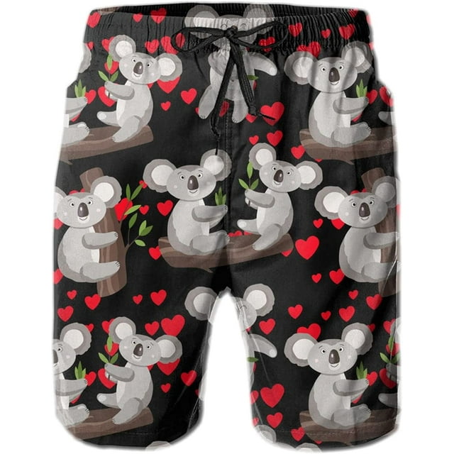 Men's Cute Koala Swim Trunks Quick Dry Swim Shorts Print Beach Board ...