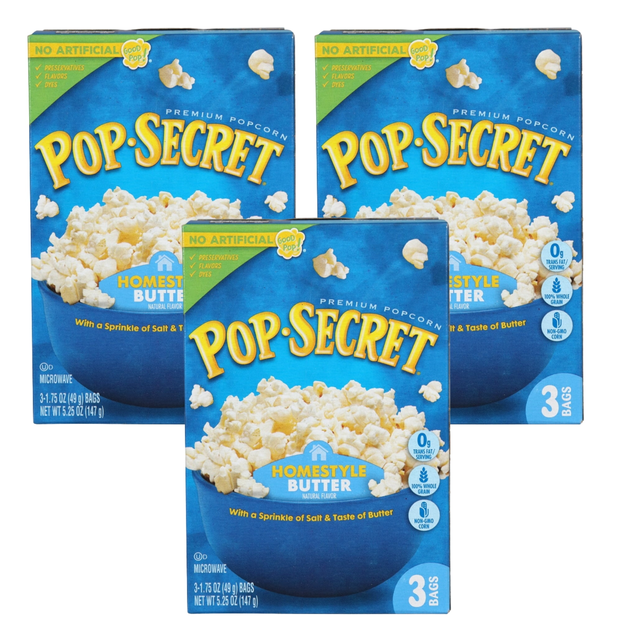 Pop Secret Popcorn, Homestyle Butter Flavor 100% Whole Grain Snacks Non ...
