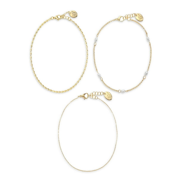 Women's Anklet Set, Cubic Zirconia, 3 Pieces - Walmart.com