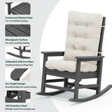 KINGYES HDPE Outdoor Rocking Chair Set,HDPE Patio Rocker for Porch,Gray ...