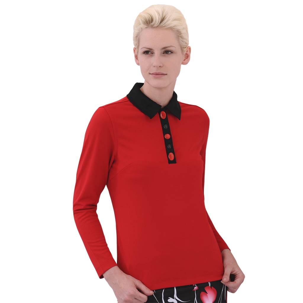 Monterey Club Women's Tiffany Gem Long Sleeve Golf Polo Shirt #2197 ...