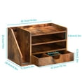 Multi-Tier Wood Desk File Organizer with Side File Rack, 3 Tray Shelves ...