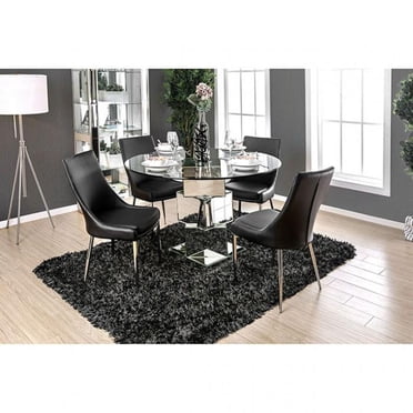 Contemporary Dark Cherry & White Dining Room Set 7pcs FOA Manhattan ...