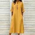 Enjoytime Long Dresses for Women Short Sleeve V-Neck Button Down Maxi ...