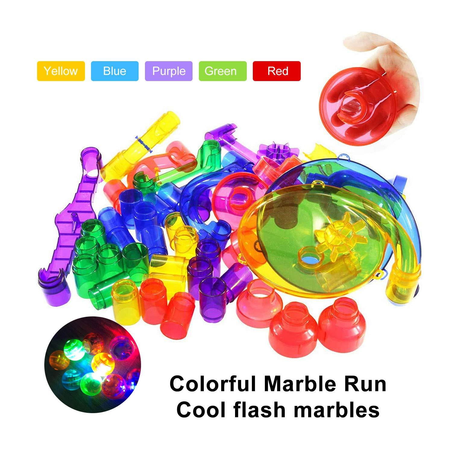 Buy 166Pcs Glowing Marble Run for Kids - Marble Maze & Building Block ...