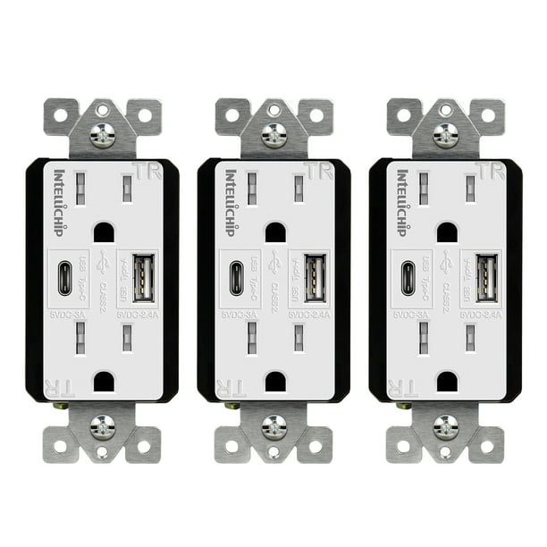 TOPGREENER 5.8A High Speed USB Type-C/A Combo Outlet, 15A Tamper ...