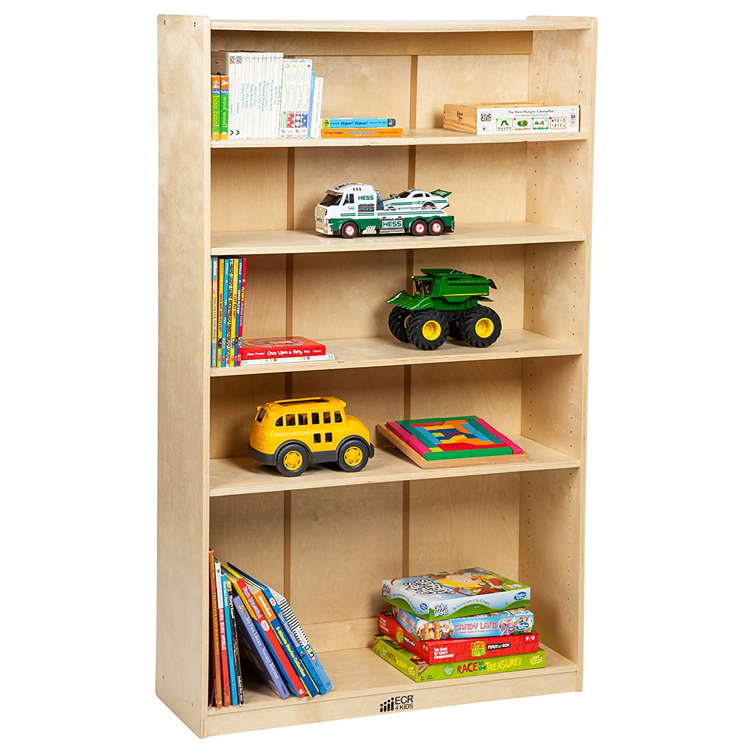 ECR4Kids Classic Birch Kids Bookshelf, 5-Tier with Adjustable Shelves ...