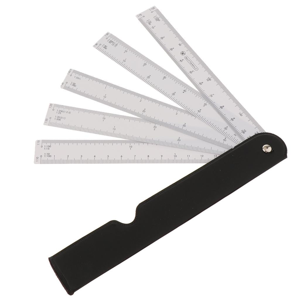 Abbracc Fan Shaped 5 Blade Scale Ruler, 12 Scales 1:10, 1:15, 1:20, 1: ...