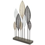 20" x 38" Bronze Metal Leaf Sculpture with Black Base, by DecMode ...