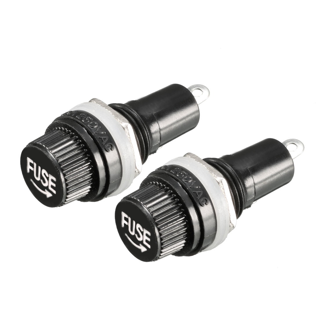 2pcs AC 10A 250V Black Electrical Panel Mounted Screw Cap Fuse Holder ...