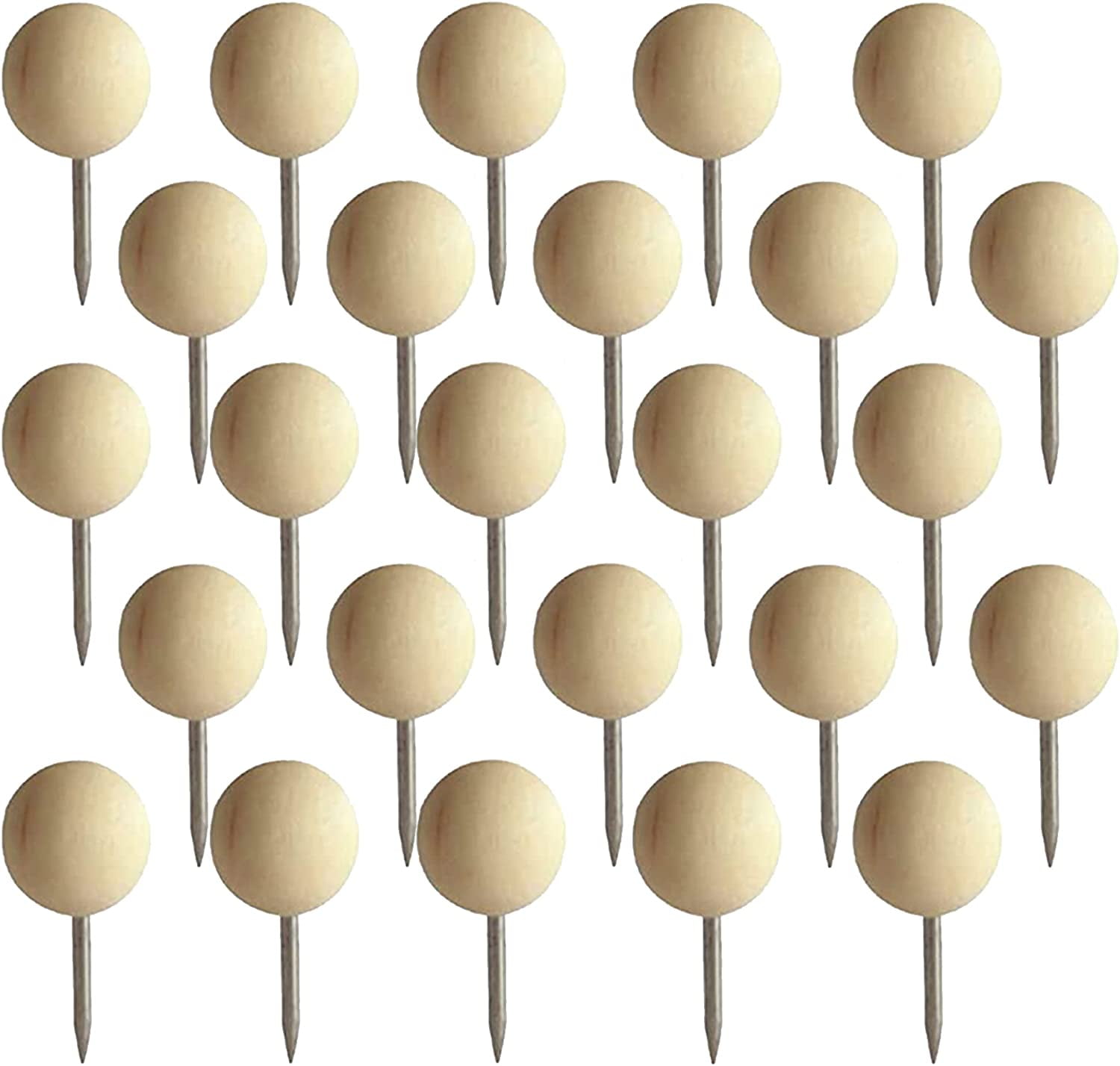 Wood Push Pins - Round Head Wooden Pushpins Wooden Thumb Tacks with ...