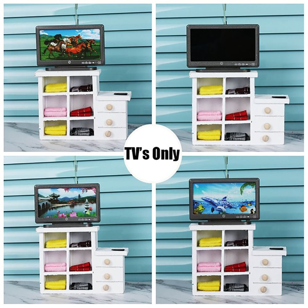 Mini TV Toy Miniature Display Screen for 1/6 1/12 Doll House with ...