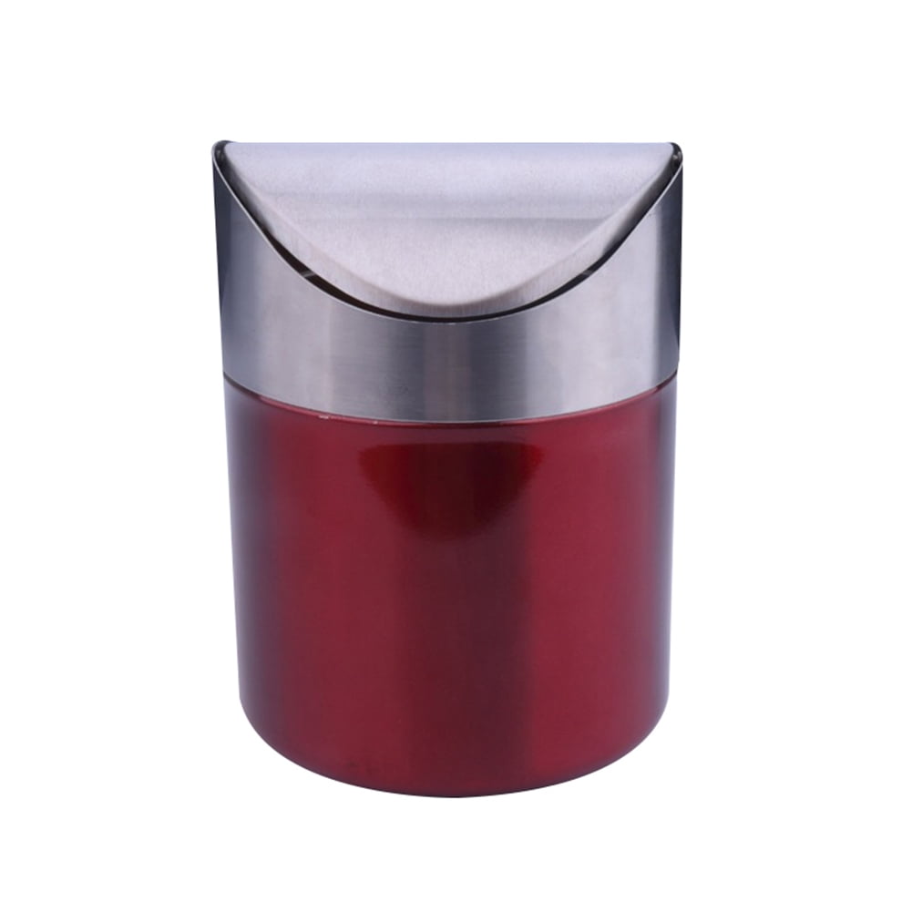Stainless Steel Small Mini Trash with Swing Top Lid Countertop Trash ...