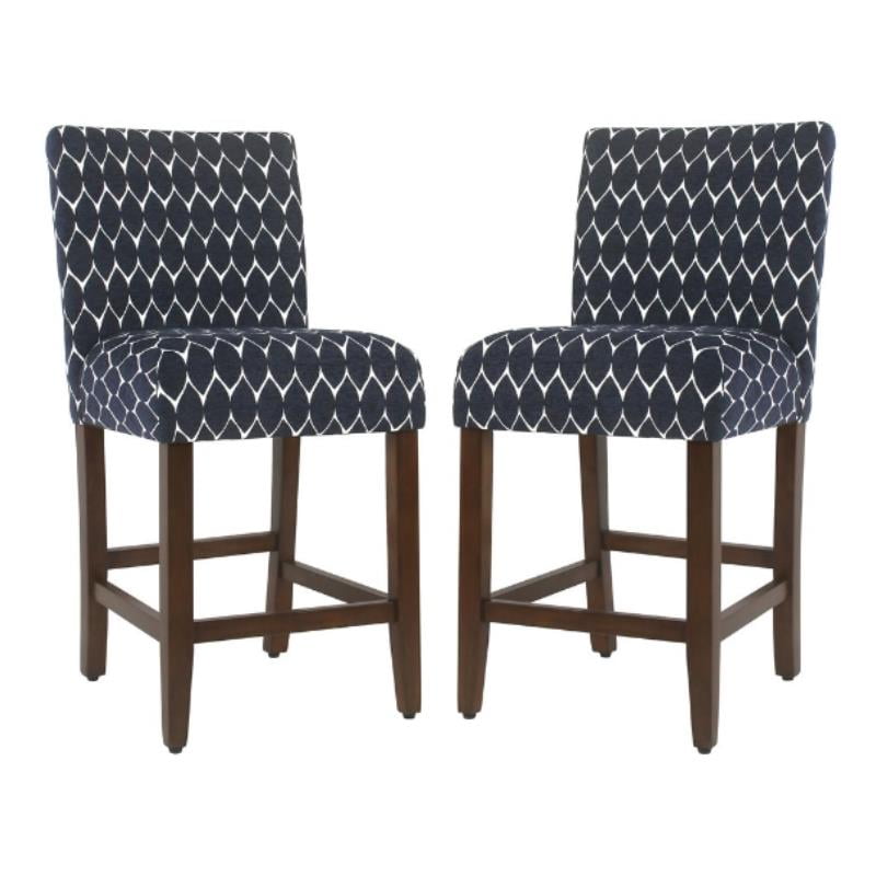 Home Square 24" Wood & Fabric Parsons Counter Stool in Textured Navy ...