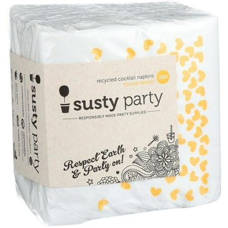 Susty Party 1516038 Compostable Cocktail Party Napkins, Yellow - 200 ...