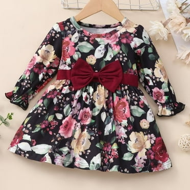 YEEDISON Toddler Girl Fall Clothes Floral Print Long Flying Sleeve Girls Dress Boho Kids Dresses ...