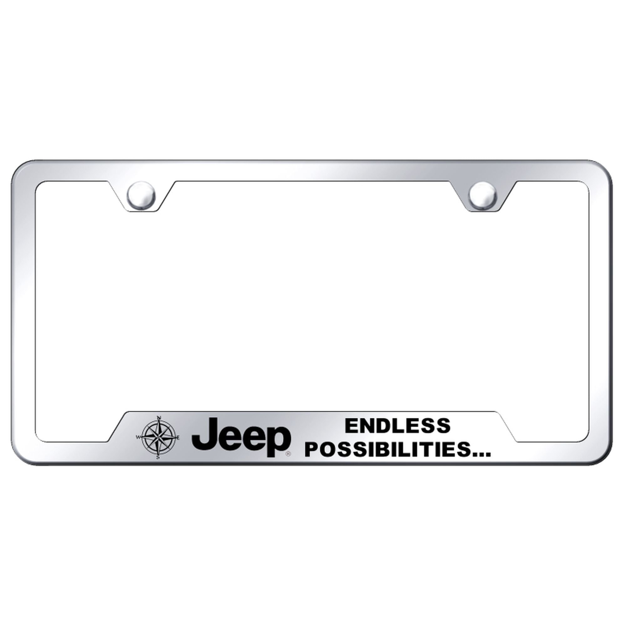 Jeep Endless Laser Etched Logo Cut-Out License Plate Frame (Chrome ...