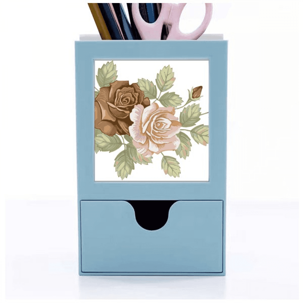 rose flowers drawing white roses Desk Supplies Organizer Pen Holder ...