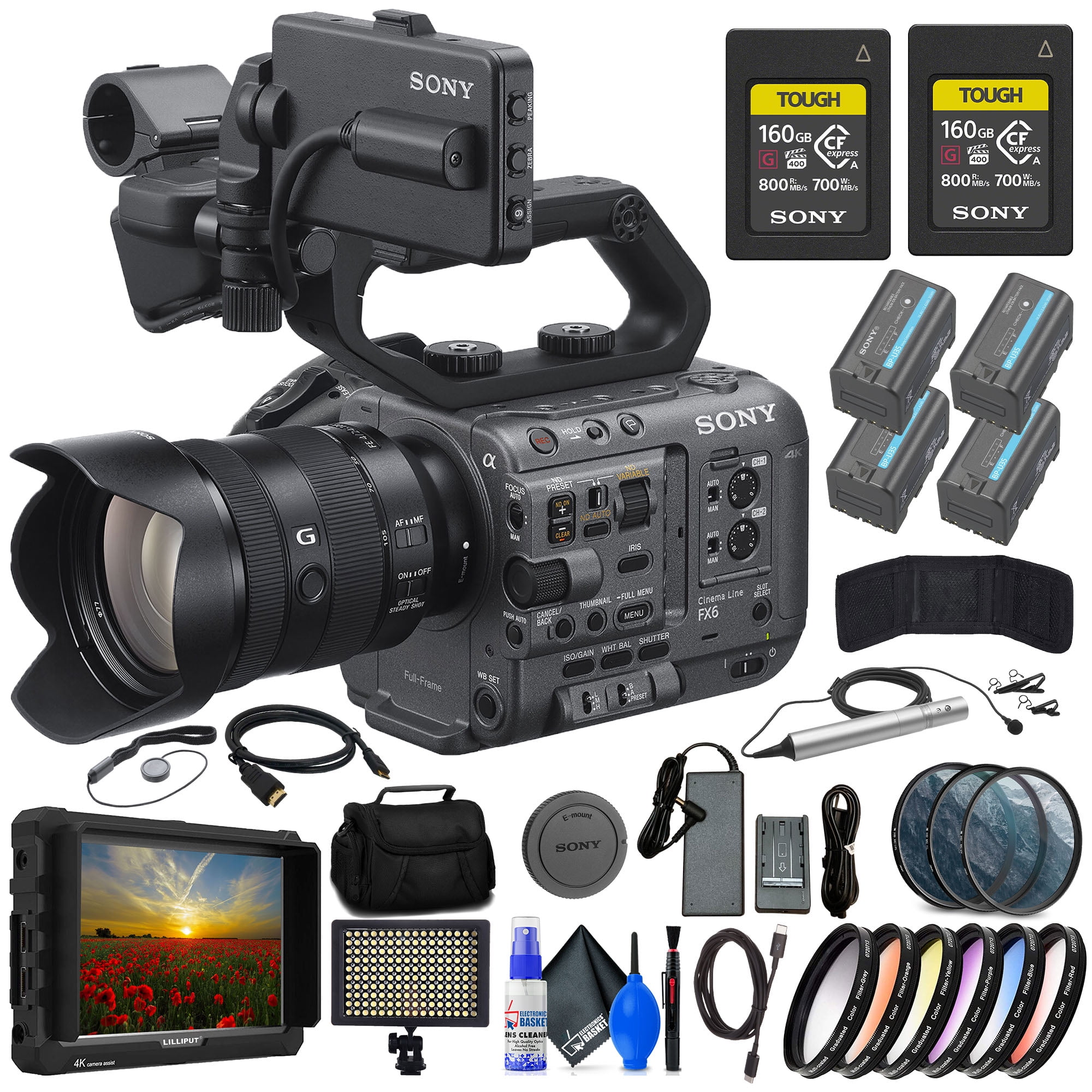 Sony FX6 Digital Cinema Camera Kit with 24-105mm Lens + 4K Monitor ...