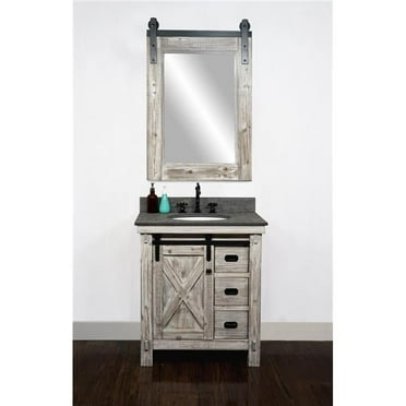 InFurniture Rustic Solid Fir 24 in. Barn Door Style Bathroom Vanity in ...