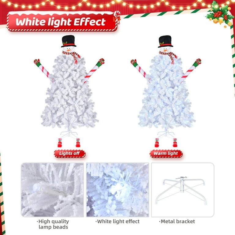 65ft Prelit Snowman Artificial Christmas Tree White Holiday Time