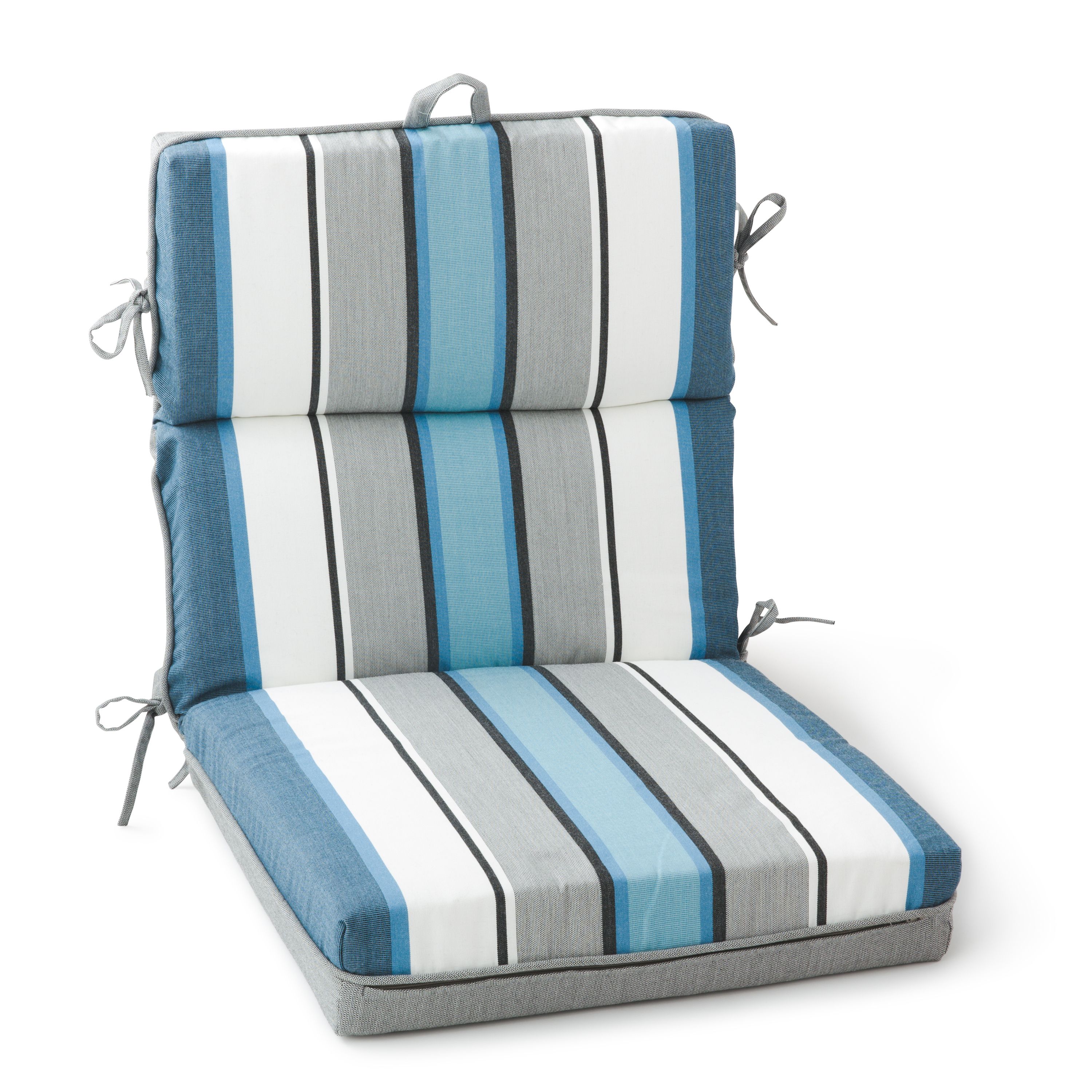 Better Homes Gardens Striped High Back Outdoor Chair Cushion In Blue Better Homes Gardens Striped High Back Outdoor Chair Cushion In Blue