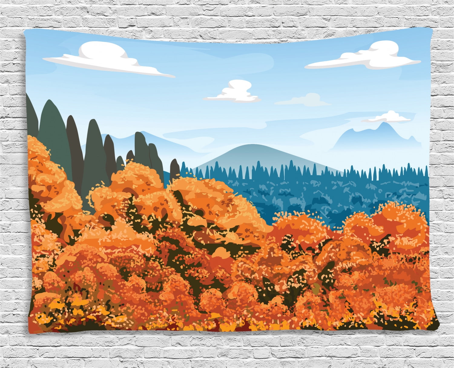Forest Tapestry, Artistic Display of Backwoods with Open Sky Mountains ...