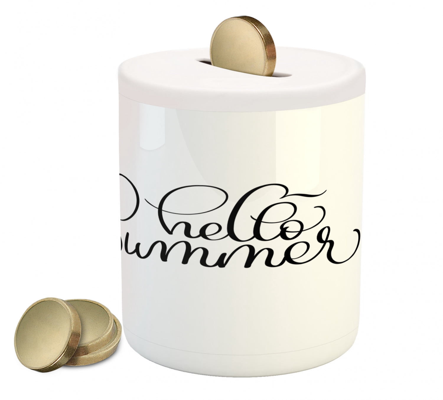 Hello Summer Piggy Bank, Calligraphy Handwritten Lettering Illustration ...