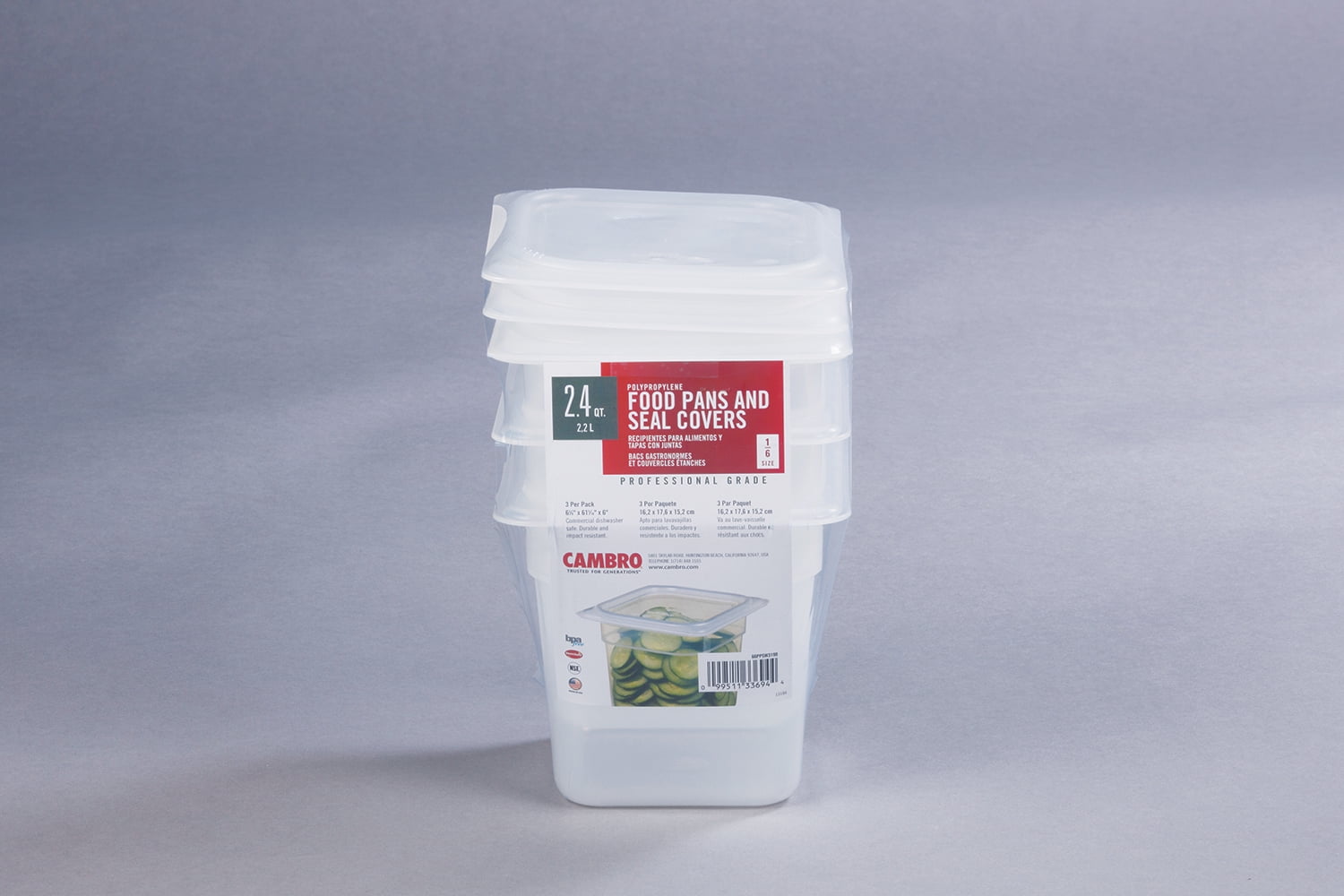 1/6 size 6" deep Translucent Pan/Cover - Shrink Pack 3 - Walmart.com