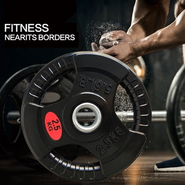 RitFit 45lb Olympic Weight Plate Set of 2, Bumper Plates With Steel ...