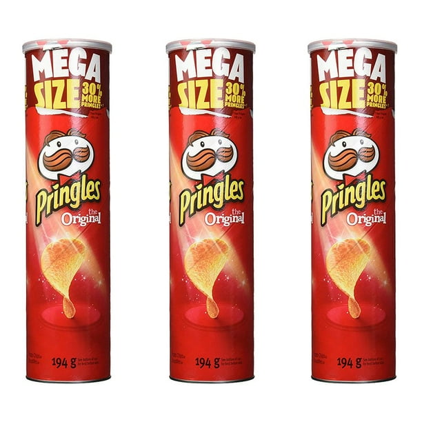 Pringles Mega Can Original Flavour Potato Chips, 194 Grams (Pack of 3 ...