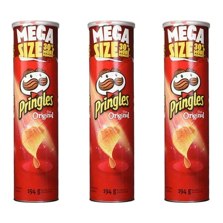 Pringles Mega Can Original Flavour Potato Chips, 194 Grams (Pack of 3 ...