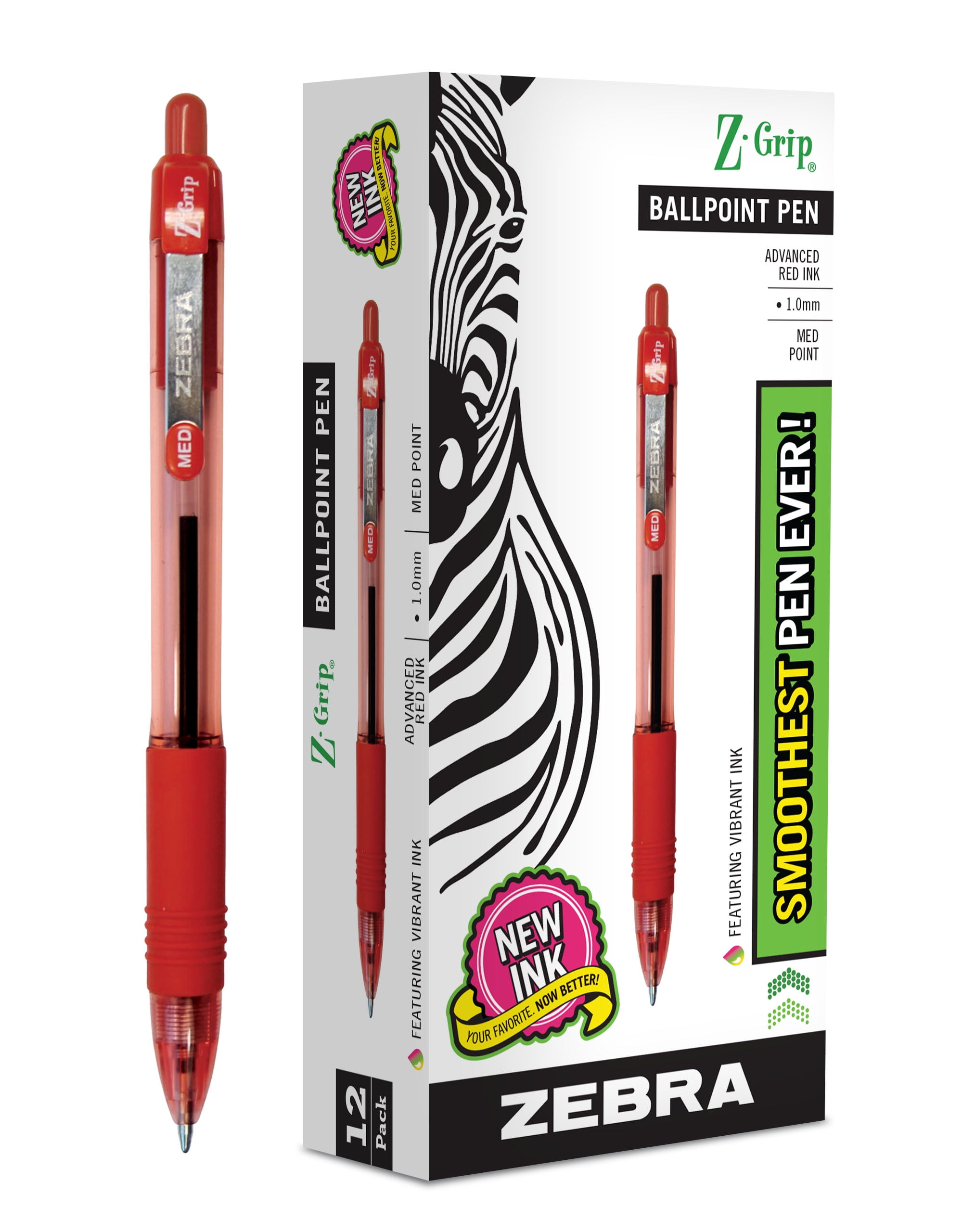 Z-Grip Retractable Ballpoint 1.0mm Red Dozen - Walmart.com - Walmart.com