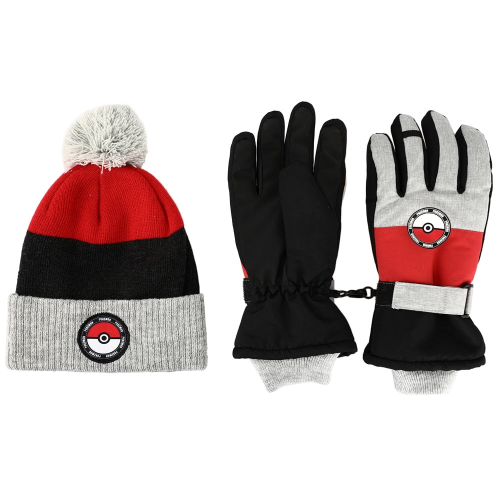Kids Pokemon Knit Cuff Hat and Ski Gloves Set - Walmart.com