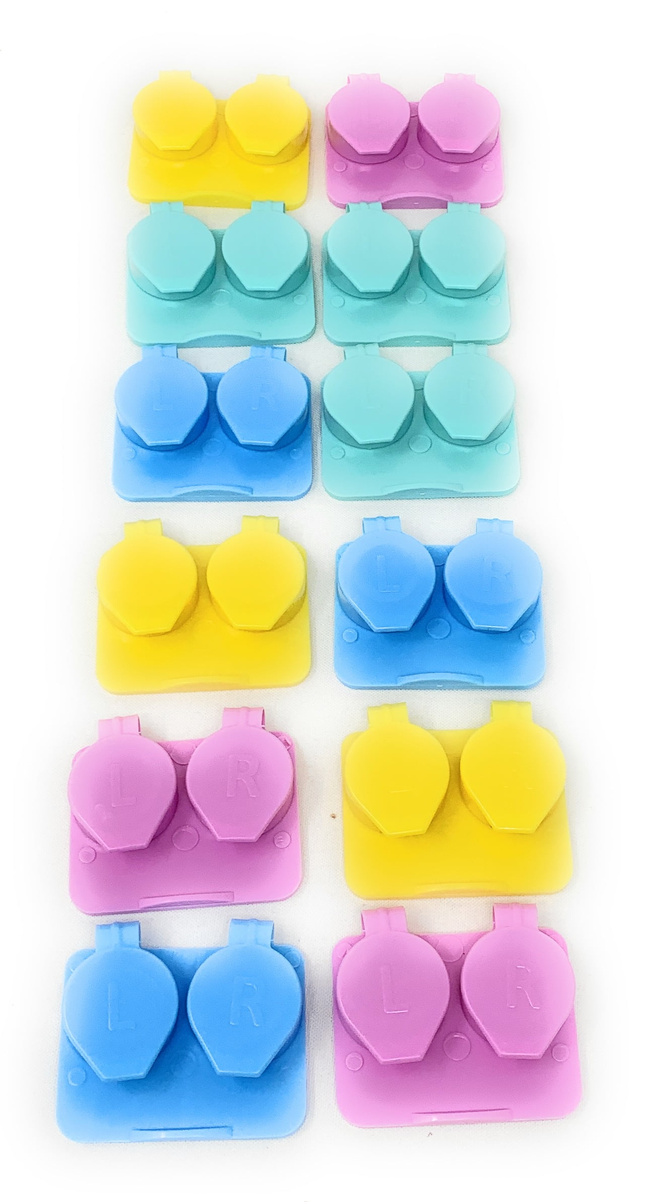 Contact Lenses Cases Flat Ribbed Extra Deep Well - Assorted, 12 Pack ...