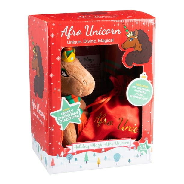 Afro Unicorn Holiday Plush Set – Stuffed Unicorn Toy Christmas Gift Set - Walmart.com