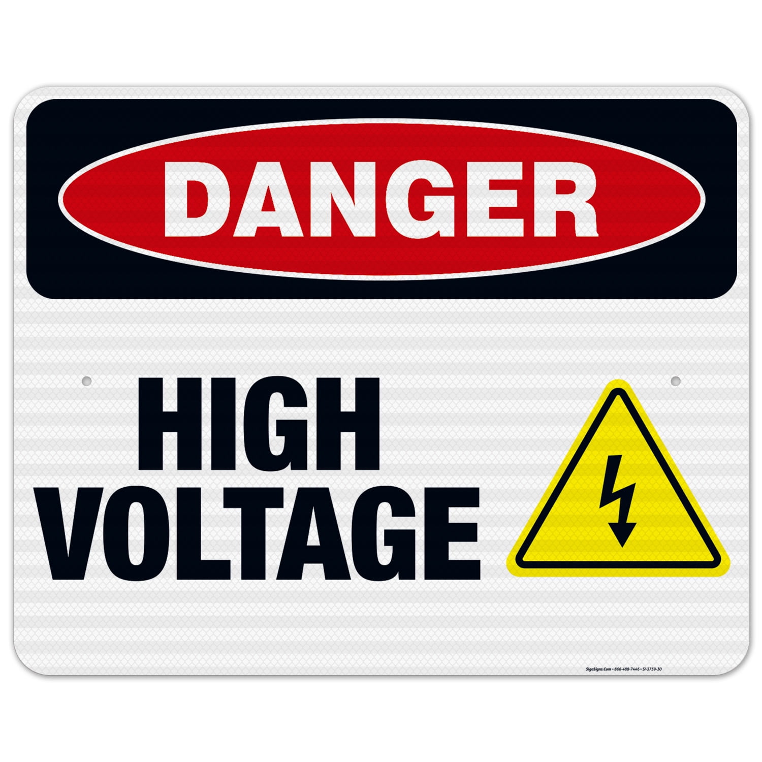 Danger High Voltage Sign, OSHA Sign, - Walmart.com
