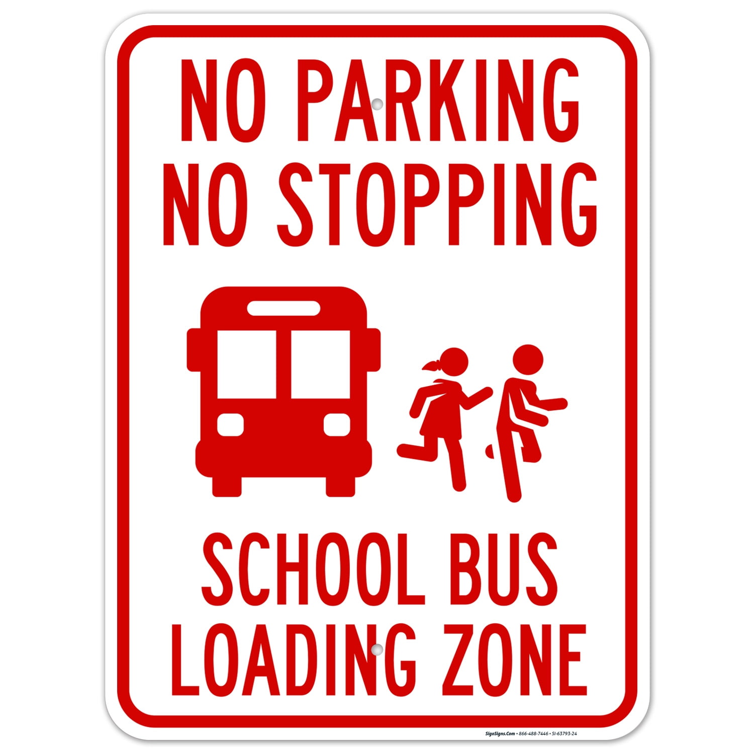 No Parking School Bus Loading Zone Sign, - Walmart.com