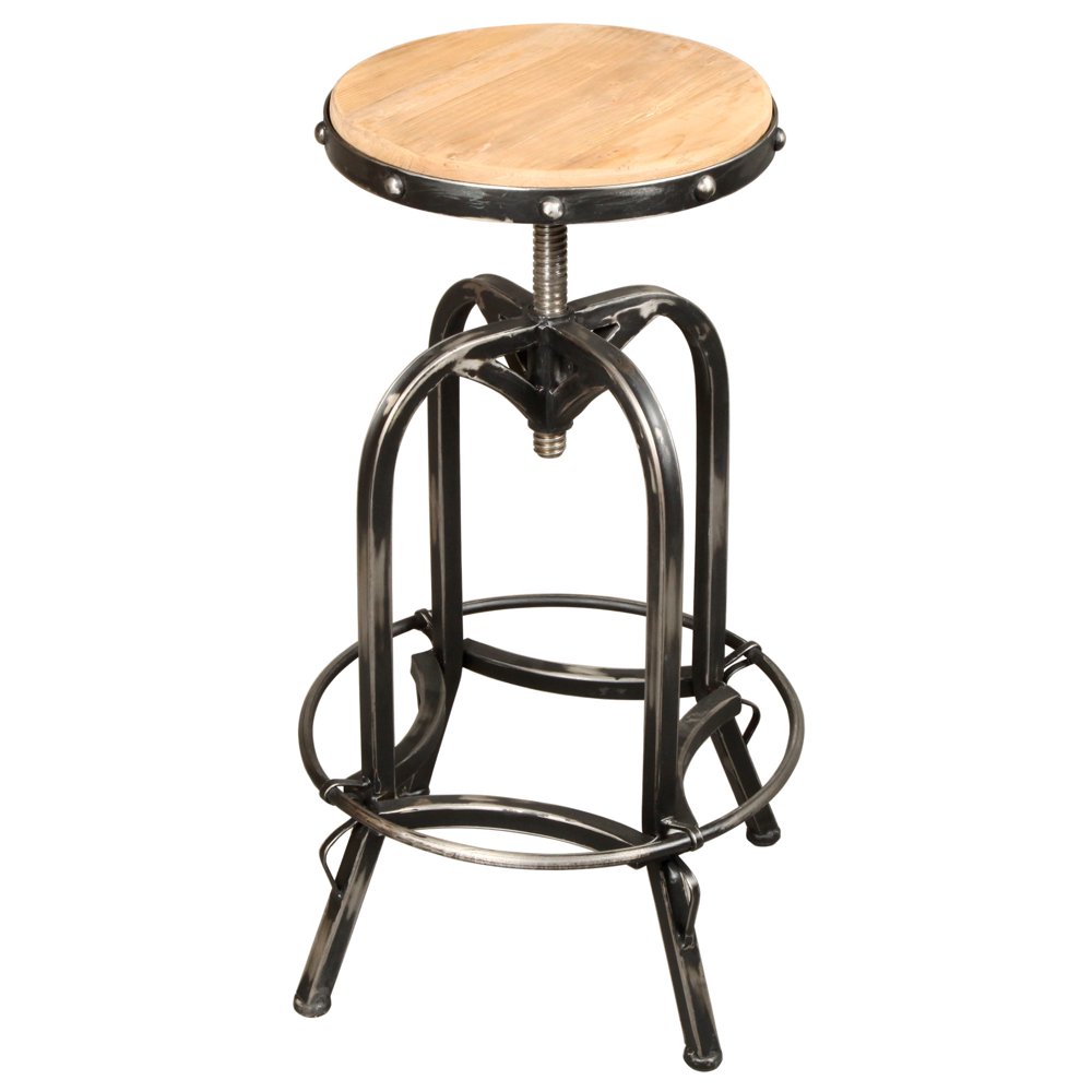 Angora Reclaimed Pine Wood Iron Base Bar Stool - Walmart.com - Walmart.com