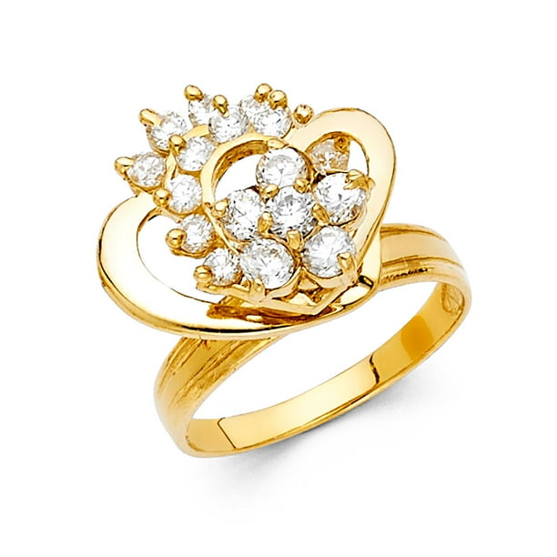 AA Jewels - Solid 14k Yellow Gold Cubic Zirconia CZ Motion Fashion ...