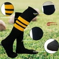 Couver Unisex Black Triple Stripe Baseball Softball Knee High Socks ...