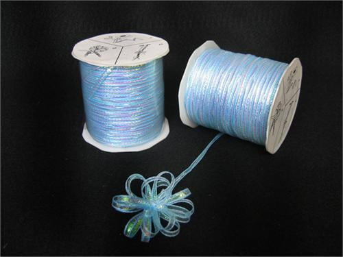 Iridescent Light Blue 4mm-wide thin Pull Bow String Ribbon 100 Yard ...